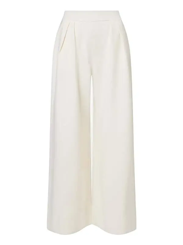 Max Mara Bora Wide-leg Virgin Wool Pants - White