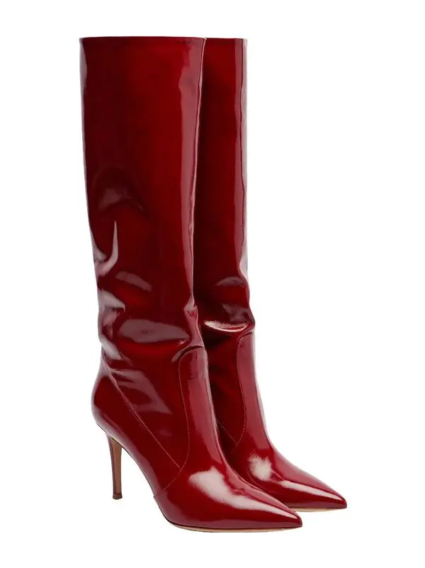GIANVITO ROSSI Hansen 85 Patent Leather Knee-high Boots - Red