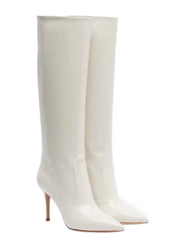 GIANVITO ROSSI Hansen 85 Patent Leather Knee-high Boots - White