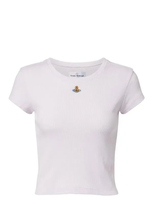 VIVIENNE WESTWOOD Peru Cropped Cotton-blend Jersey T-shirt - White