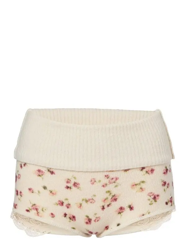 Magda Butrym Floral Wool, Silk, And Cashmere Shorts - White
