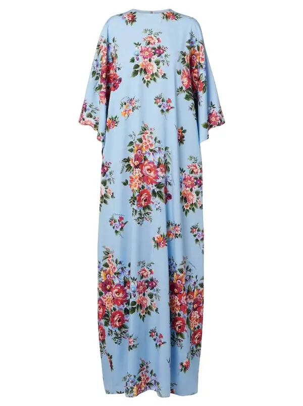 Dolce & Gabbana Floral Silk-blend Kaftan - Blue