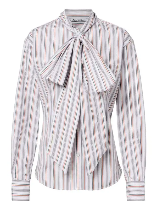 Acne Studios Striped Cotton Shirt With Bow Detail - Multicoloured