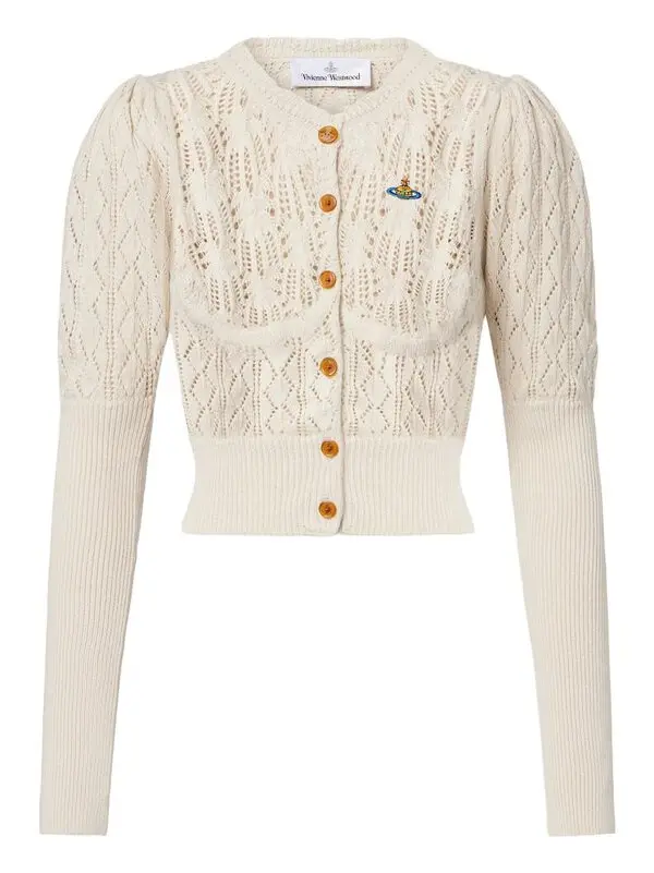VIVIENNE WESTWOOD Ella Pointelle Cotton Cardigan - White