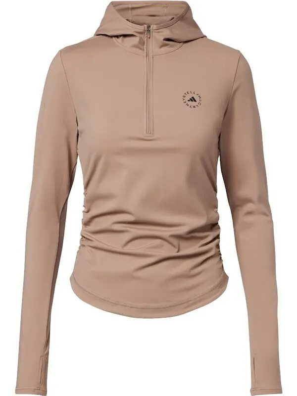 Adidas By Stella McCartney Logo Technical Half-zip Hoodie - Beige