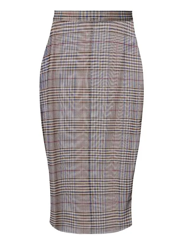 THE FRANKIE SHOP Aurora Plaid Mesh Midi Skirt - Beige