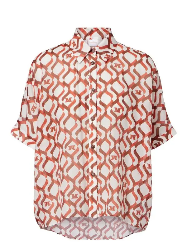 Max Mara Ariete Printed Cotton And Silk Shirt - White