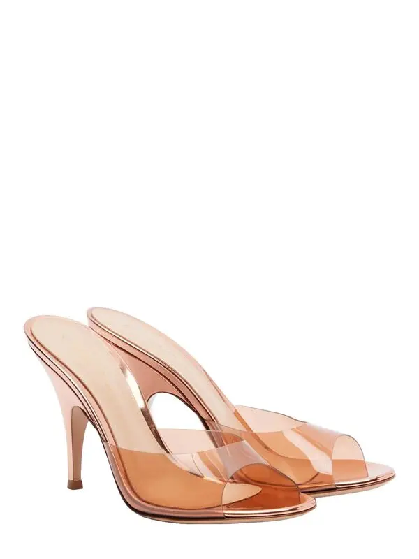 GIANVITO ROSSI 95 Leather-trimmed Pvc Mules - Brown
