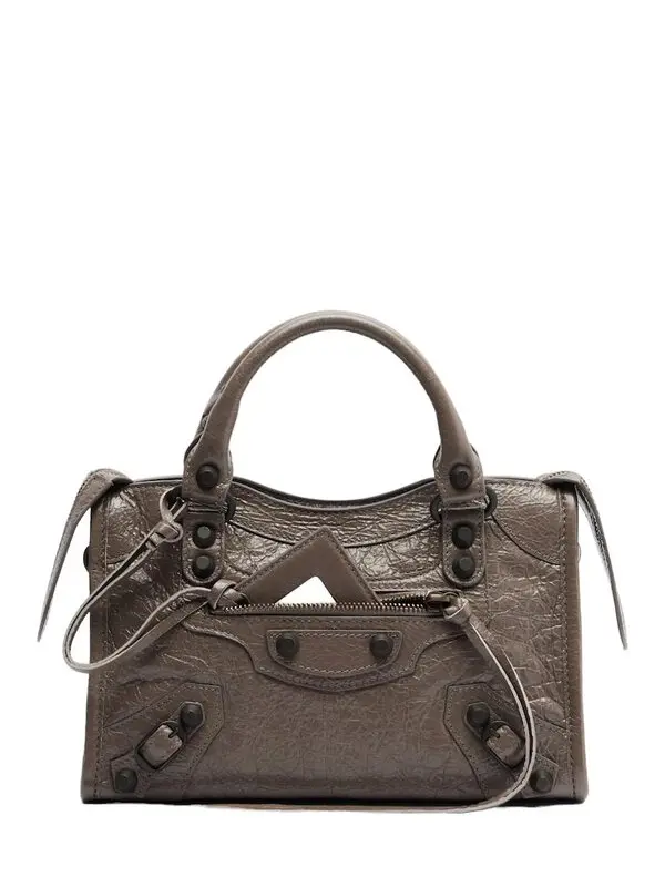 Balenciaga Le City Mini Leather Top-handle Bag - Grey