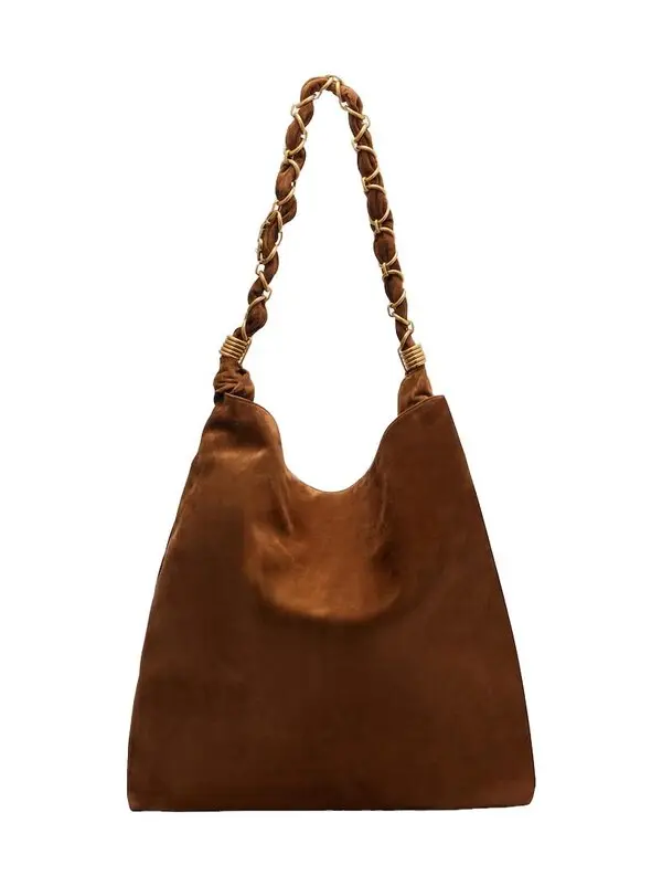 Saint Laurent Amalia Cassandre Suede Shoulder Bag - Brown