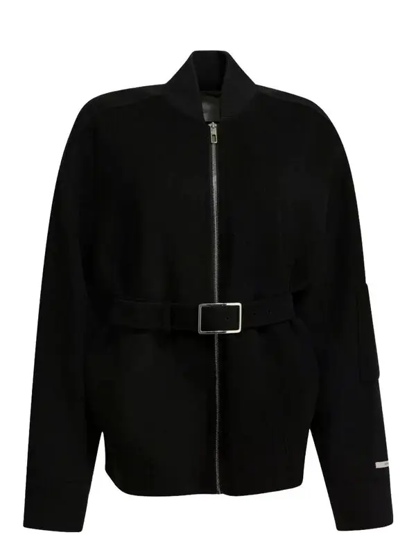 Max Mara Belted Zip-up Jacket - Black