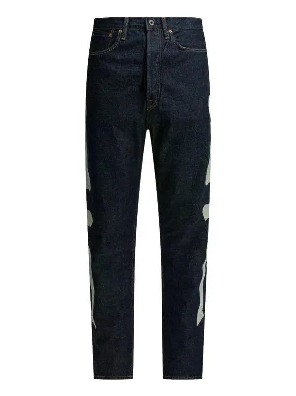 Kapital Bone Appliqué Straight-leg Jeans - Blue