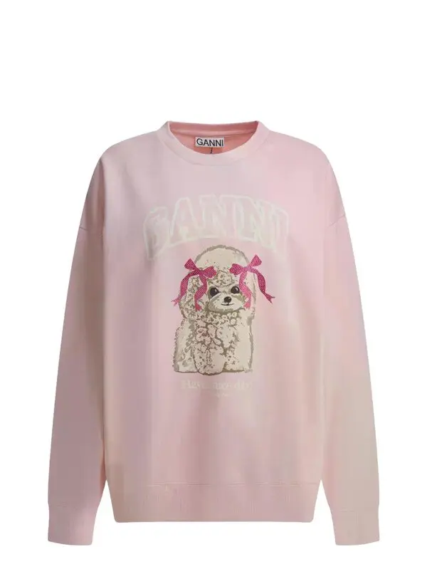 GANNI Graphic-print Sweatshirt - Pink