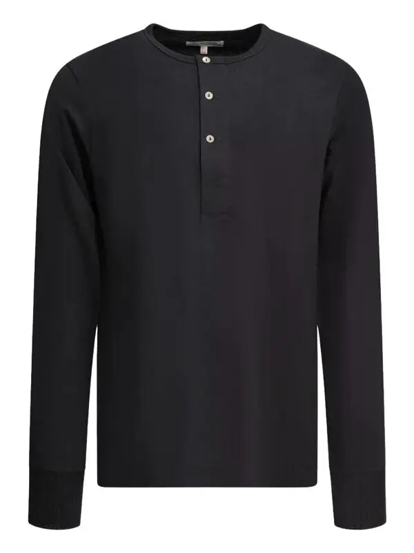 MERZ B. SCHWANEN Button Long-sleeve Polo Shirt - Black