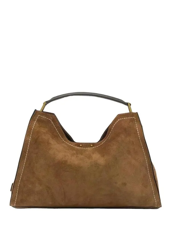 GIANNI CHIARINI Aurora Topstitch Handle Shoulder Bag - Brown