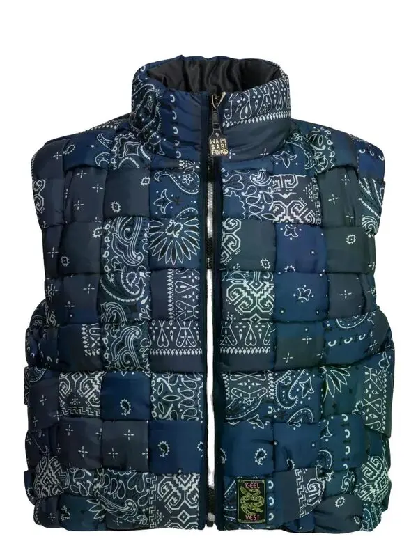 Kapital Quilted Patchwork Gilet - Blue