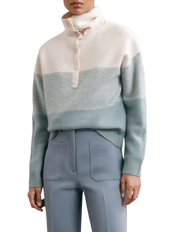 REISS Flora Wool & Cashmere Striped Sweater - Cream/blue