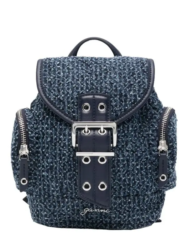 GANNI Bucky Denim Backpack - Blue