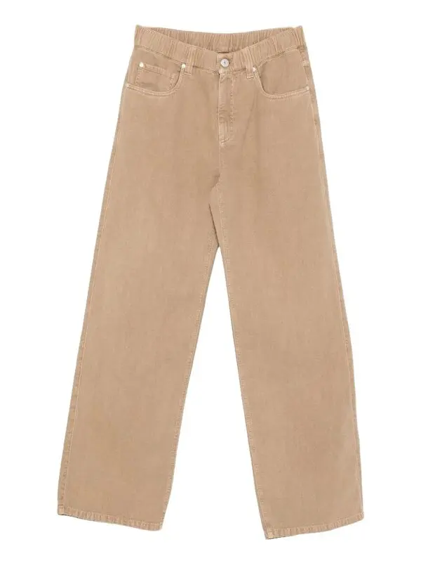 Brunello Cucinelli Cotton And Linen Blend Trousers - Brown