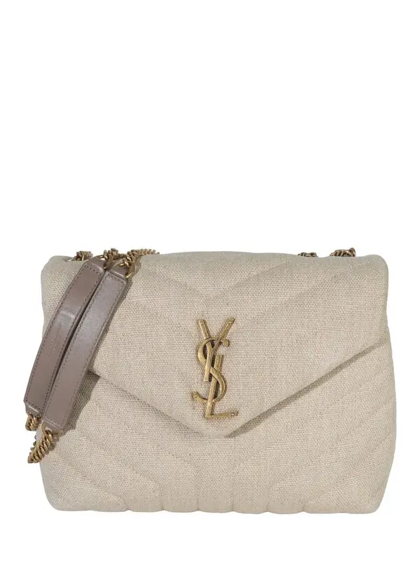 Saint Laurent Linen Loulou Chain Bag - Beige