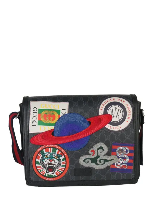 Gucci Gg Supreme Canvas Night Courrier Flap Messenger Bag - Black