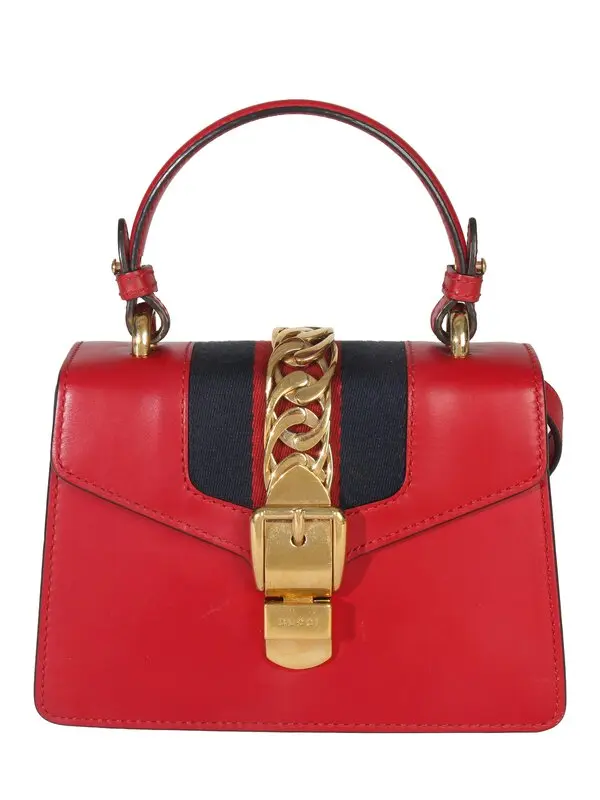 Gucci Calfskin Sylvie Top Handle - Red