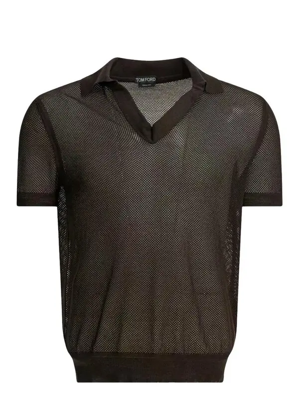 TOM FORD Mesh-knit Buttonless Shirt - Brown