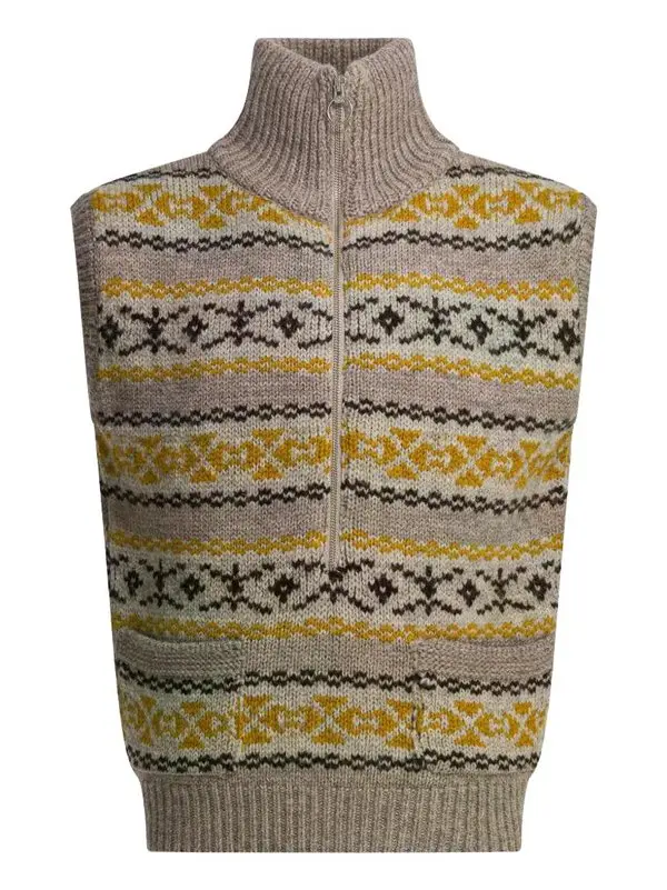 Kapital Quarter-zip Sleeveless Sweater Vest - Neutrals
