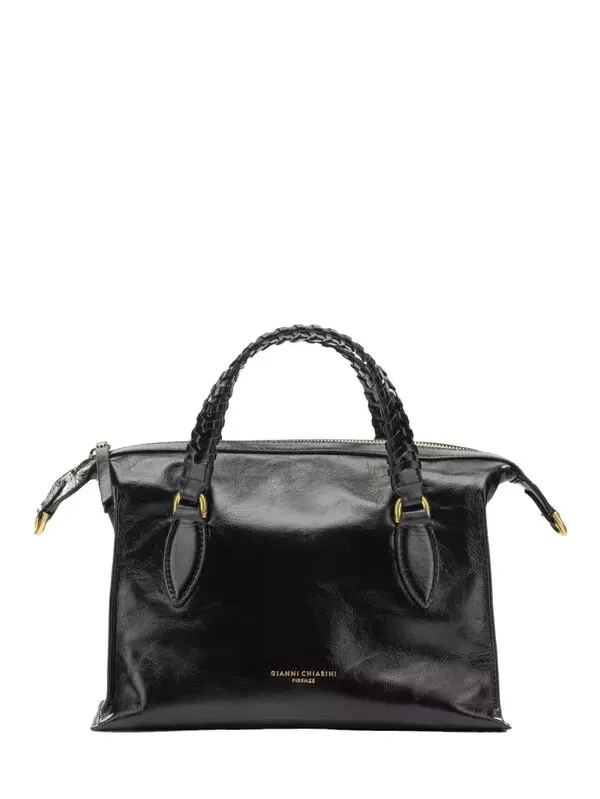 GIANNI CHIARINI Roxy Braided Leather Tote Bag - Black
