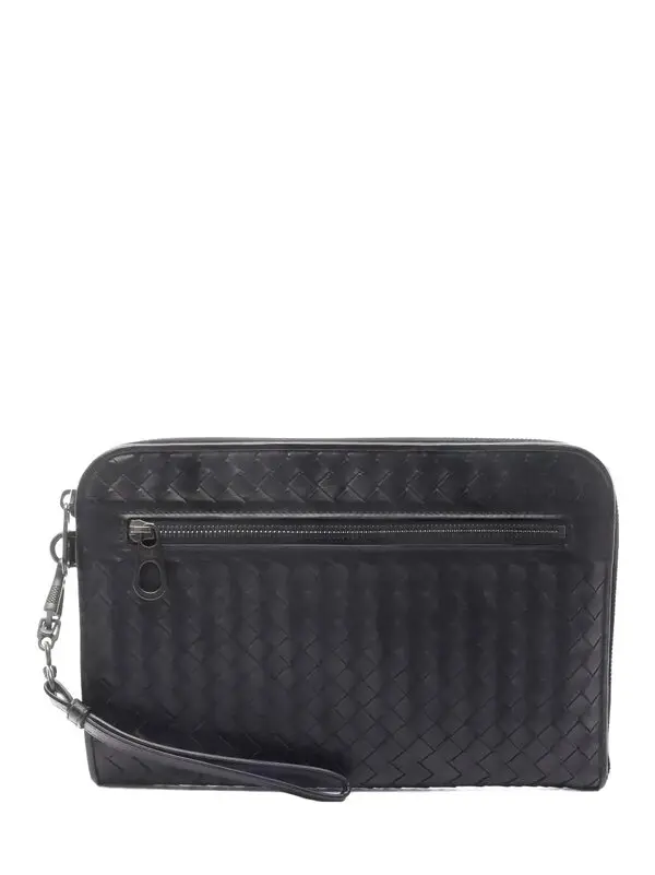 Bottega Veneta 2000s Intrecciato Leather Wristlet - Black