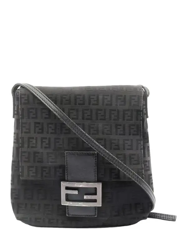 Fendi 2000 Zucchino Pattern Shoulder Bag - Black