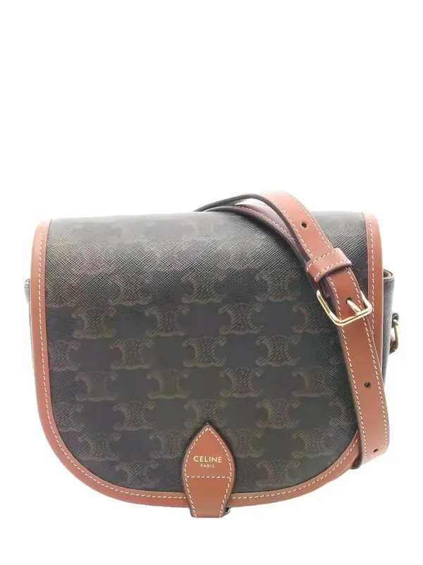 Celine 2010s Medium Folco Triomphe Shoulder Bag - Brown