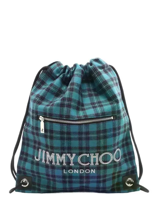 JIMMY CHOO 2010s Check Studs Backpack - Blue