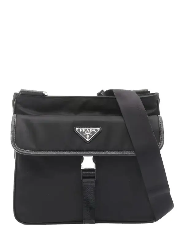 Prada Logo-plaque Shoulder Bag - Black