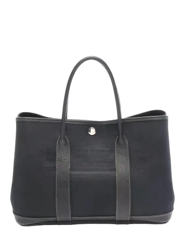 Hermès 2011 Cotton And Leather Handbag - Black