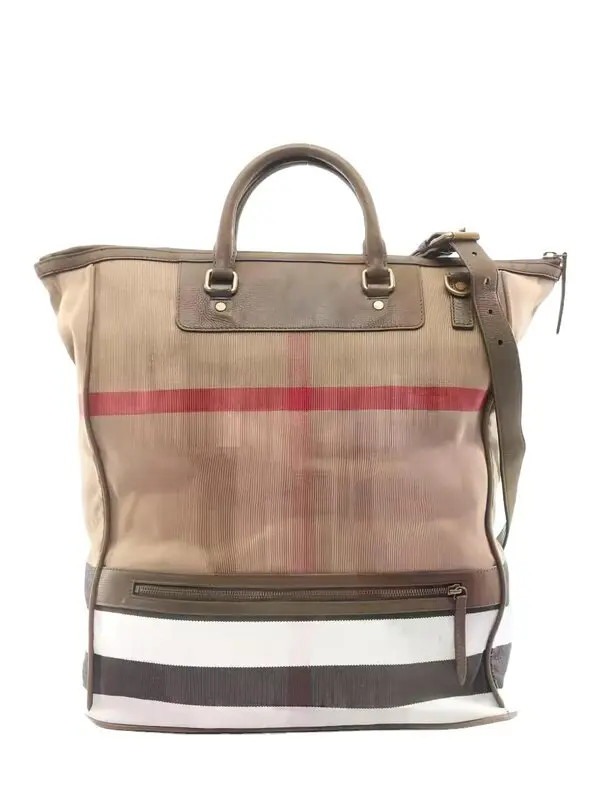 Burberry 2000s Checked Leather Tote Bag - Neutrals