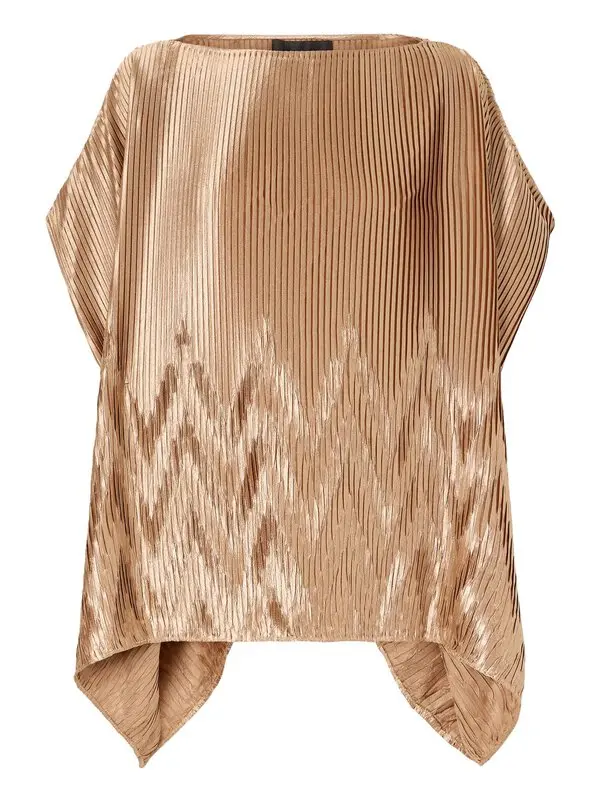 DIMA AYAD Metallic Plissé-satin Blouse - Rose Gold