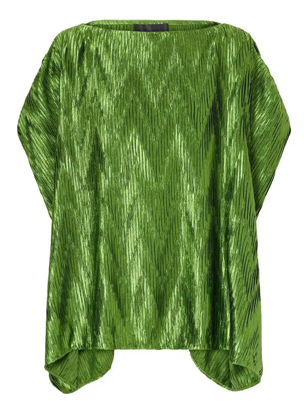 DIMA AYAD Metallic Plissé-satin Blouse - Green