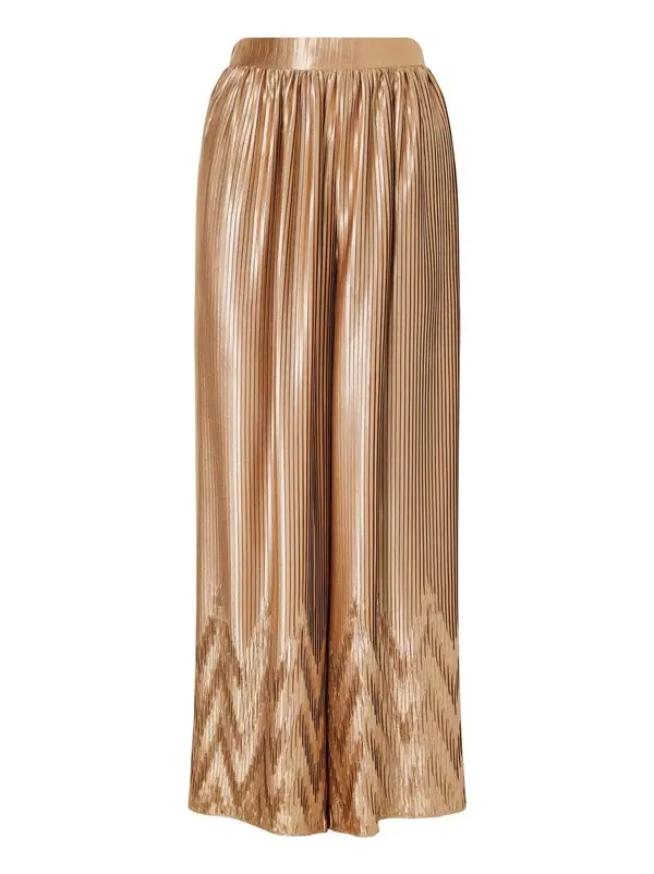 DIMA AYAD Metallic Plissé-satin Wide-leg Pants - Rose Gold