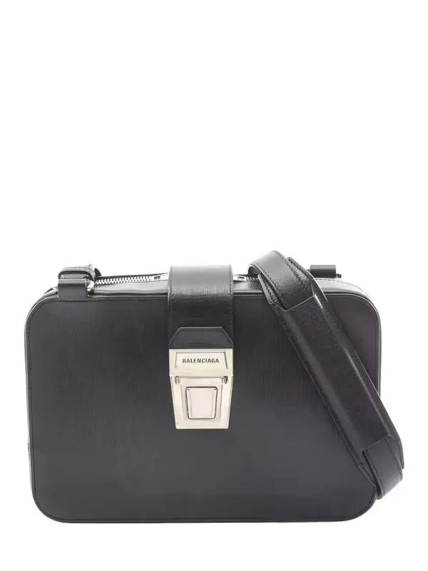 Balenciaga 2010s Tack Leather Shoulder Bag - Black