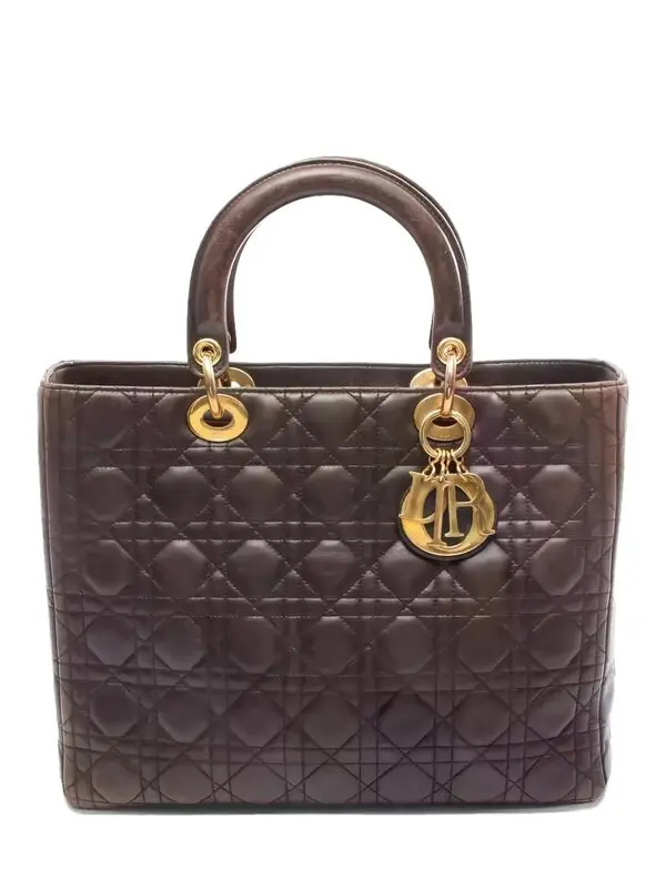Dior 2000s Large Lady Cannage Tote Bag - Brown