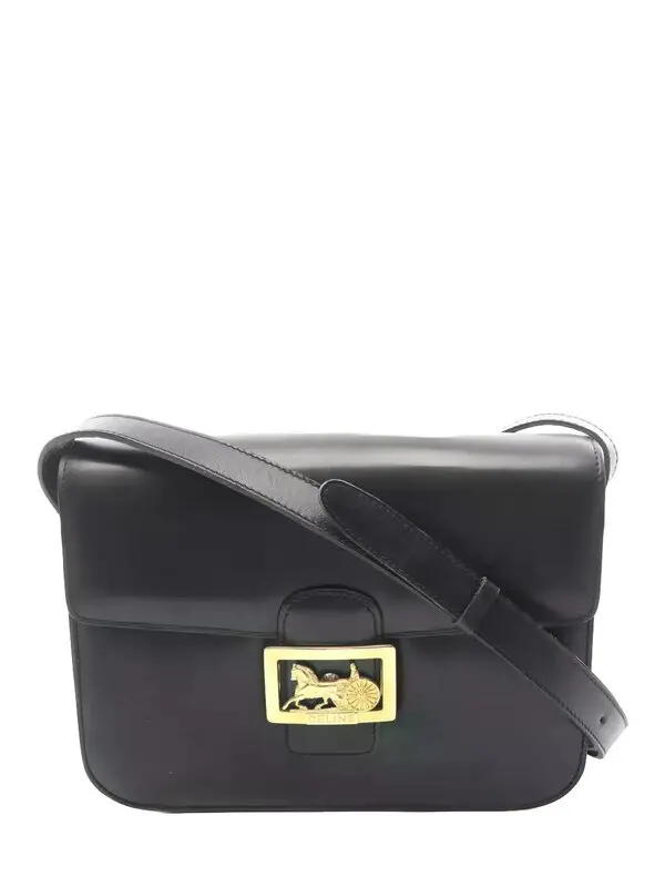 Celine 2000 Leather Shoulder Bag - Black