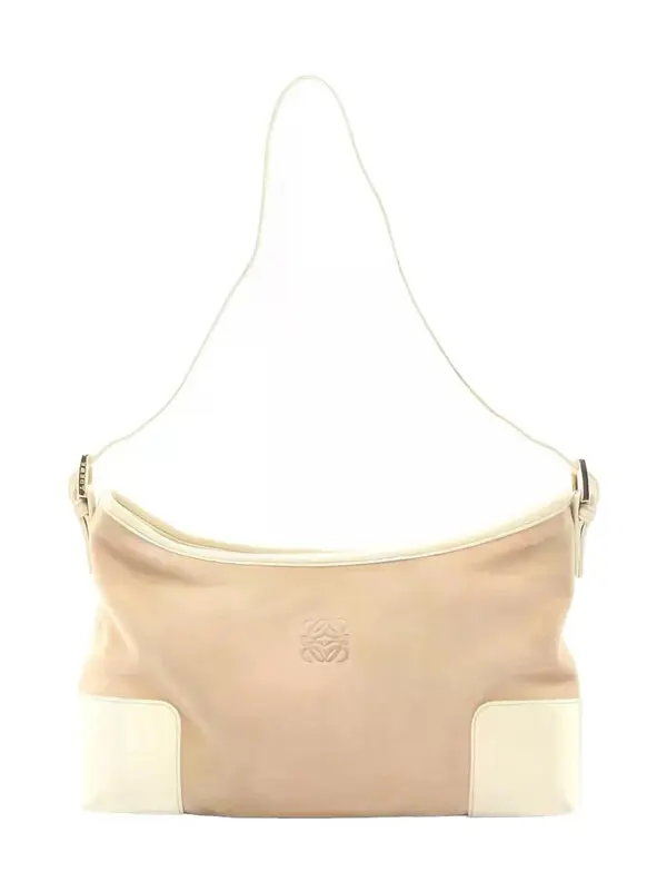 Loewe 2000s Anagram Leather Shoulder Bag - Neutrals