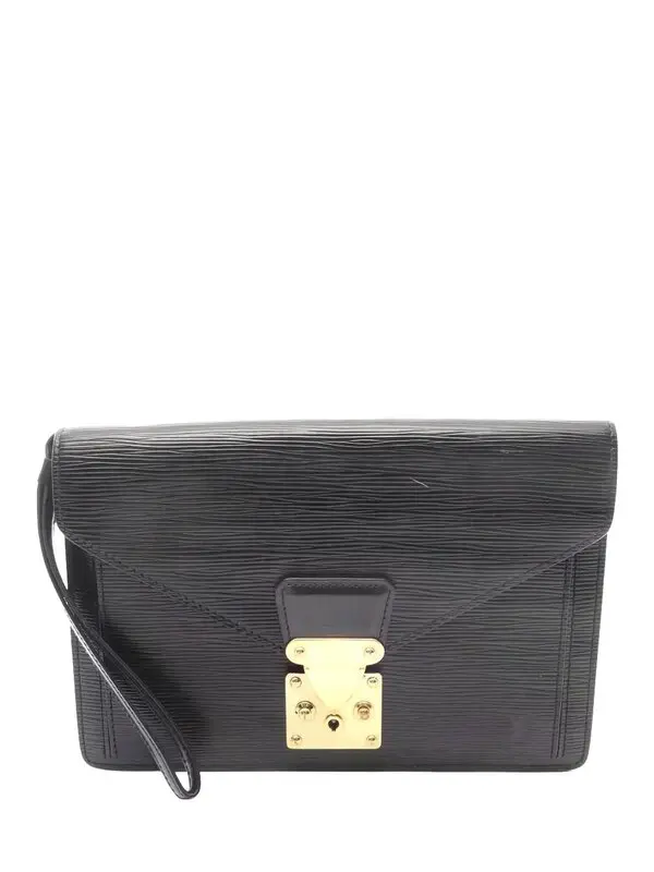 LOUIS VUITTON 1990 Dragonne Clutch - Black