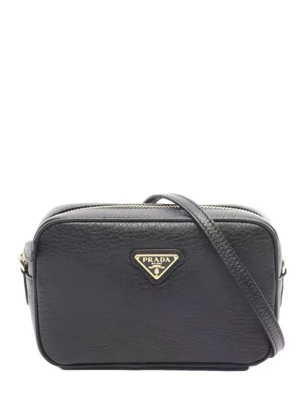 Prada Triangle-logo Leather Shoulder Bag - Black