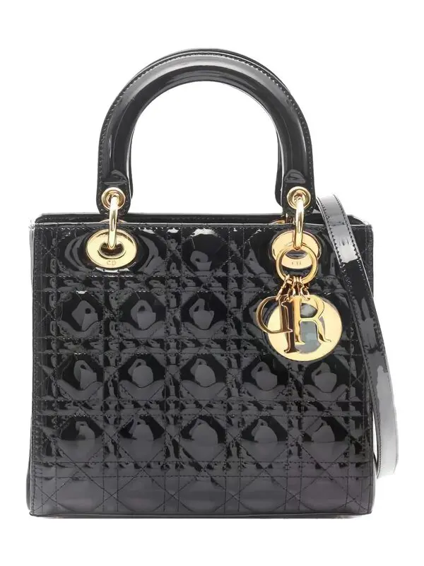 Dior Lady Quilted Tote Bag - Black