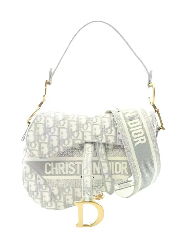 Dior 2010s Oblique Jacquard Saddle Bag - Grey