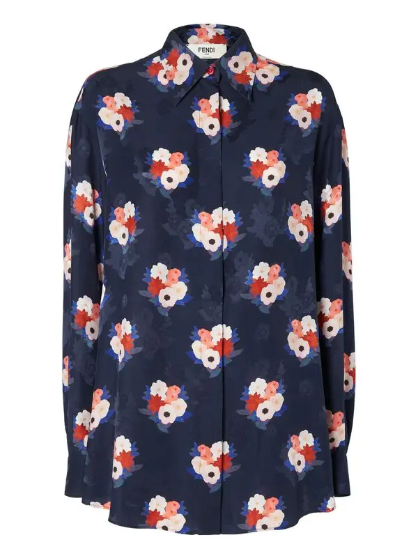 Fendi Ff Jacquard Silk Shirt - Blue