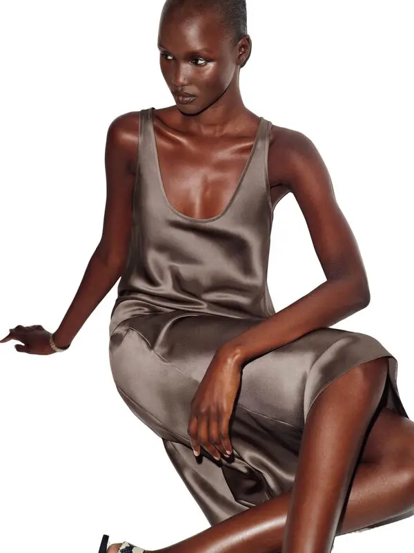 REFORMATION Veya Silk Top - Brown
