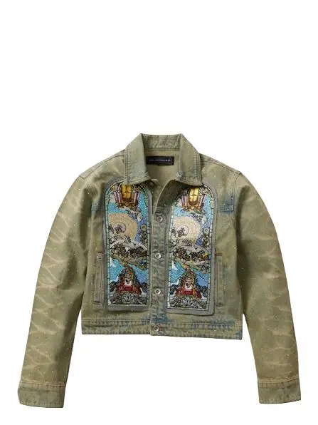 WHO DECIDES WAR BY EV BRAVADO Unfurled Cropped Denim Jacket - Multicolor